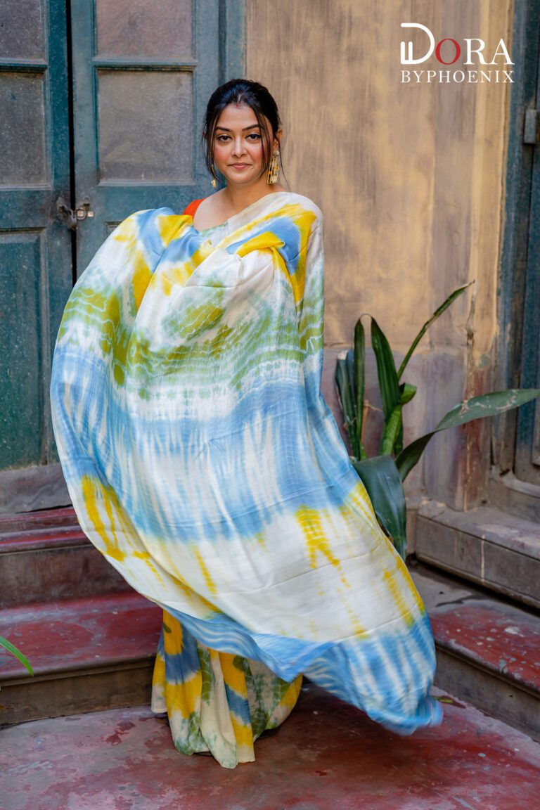 Rang Birangi - Tie & Dye Katan Silk Saree - Dora By Phoenix